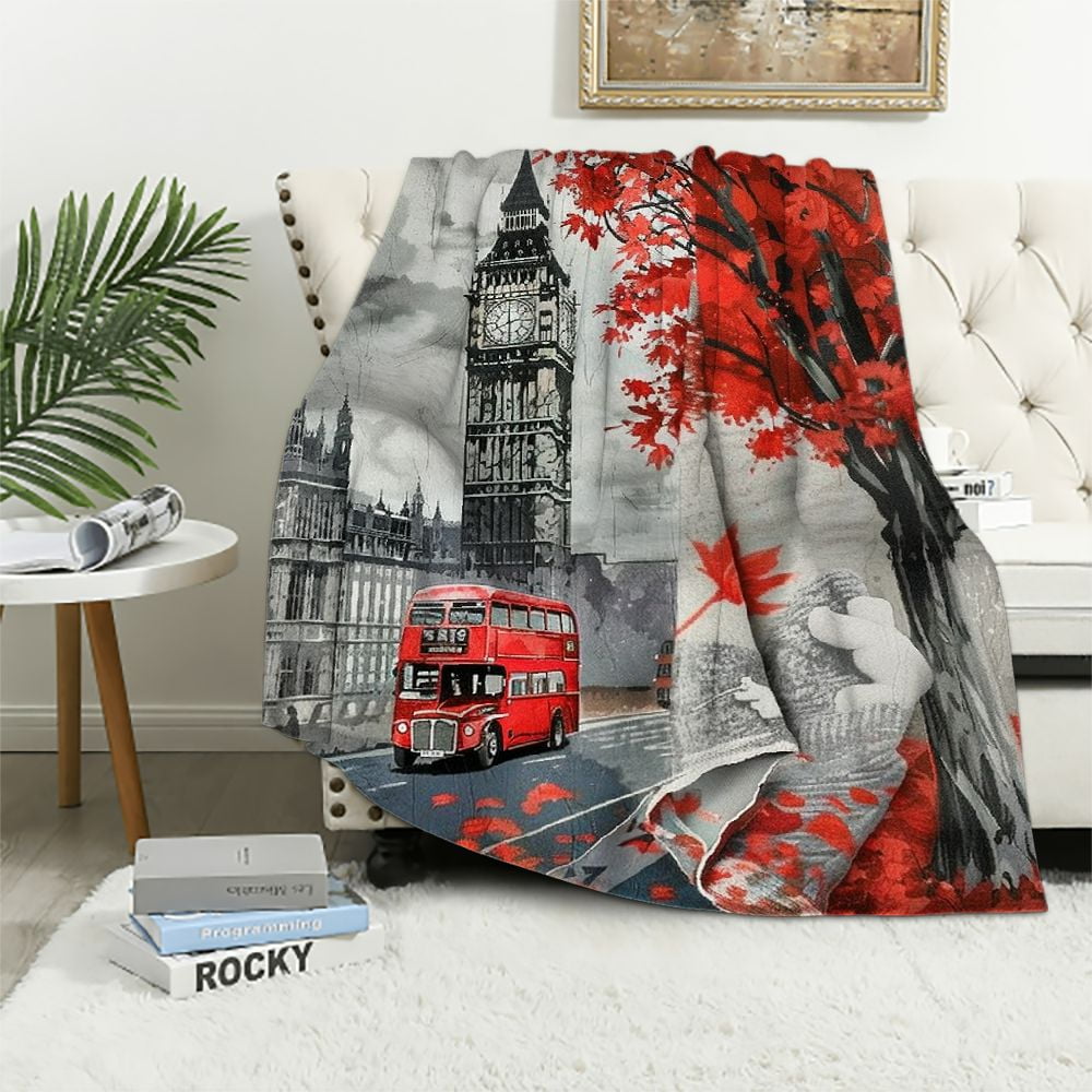 TIAOTIAOHOU London Sherpa Blanket for Bed Sofa Couch Couples Soft Big ...