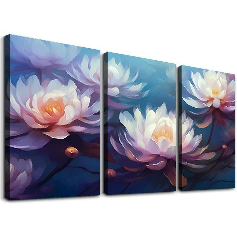 Nawypu Lotus Flower Wall-Art - Pink Flowers Wall Decor for Bedroom Teen ...