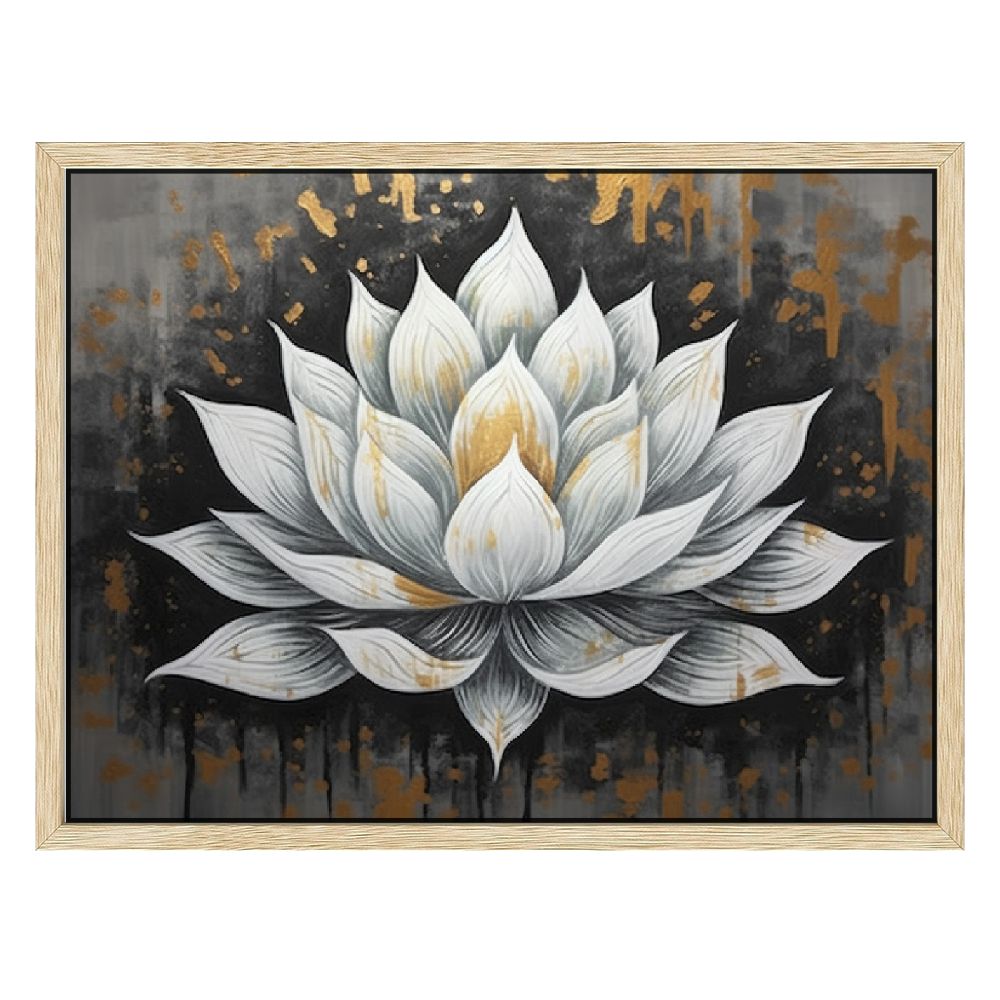 Nawypu Lotus Flower Wall Decor Trendy Silver Golden Flower Painting ...