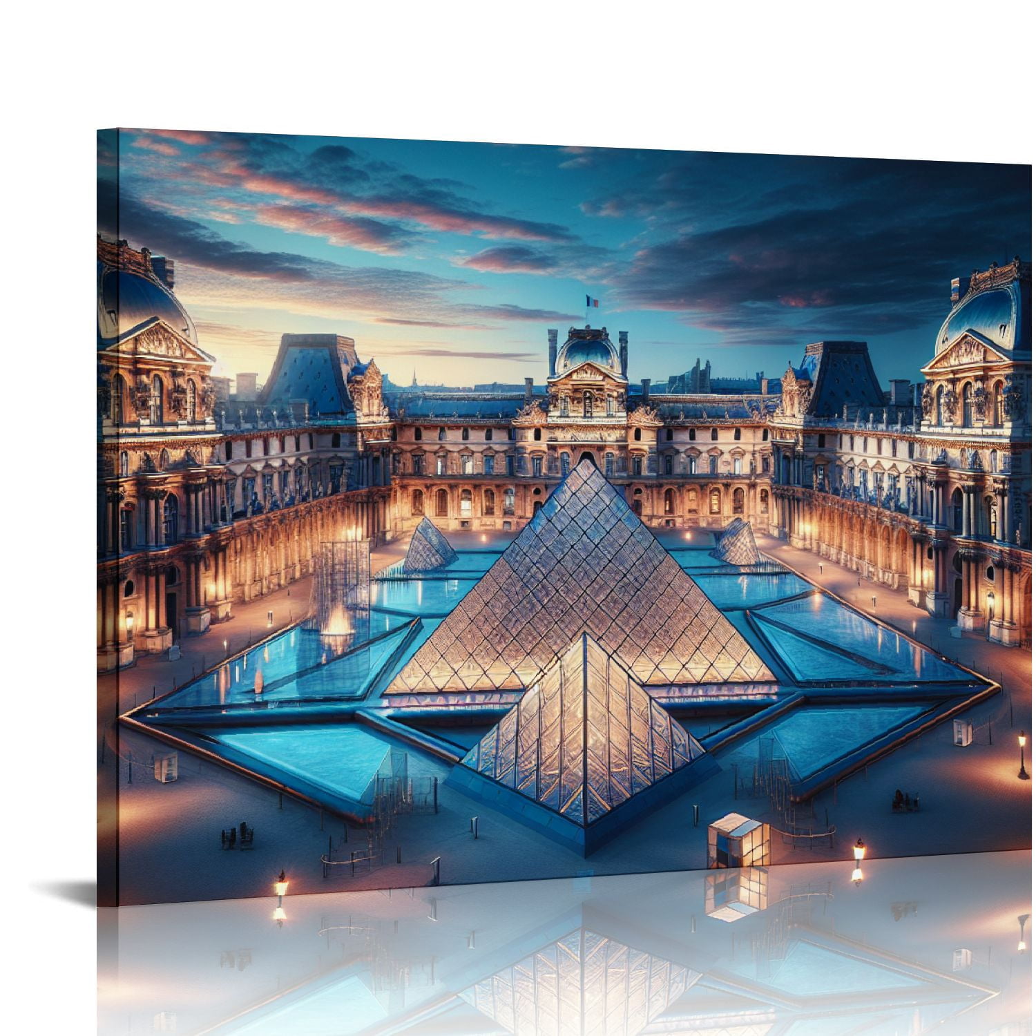 Nawypu Louvre Museum Canvas Wall Art Pyramid Panoramic Landscape Wall ...