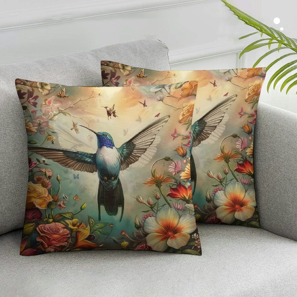 Nawypu Love Garden Hummingbird Pillowcase Watercolor Birds Floral ...