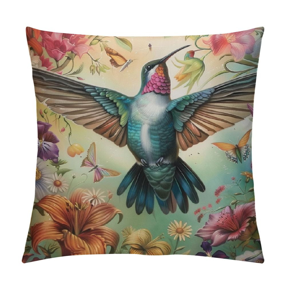Nawypu Love Garden Hummingbird Pillowcase Watercolor Birds Floral ...