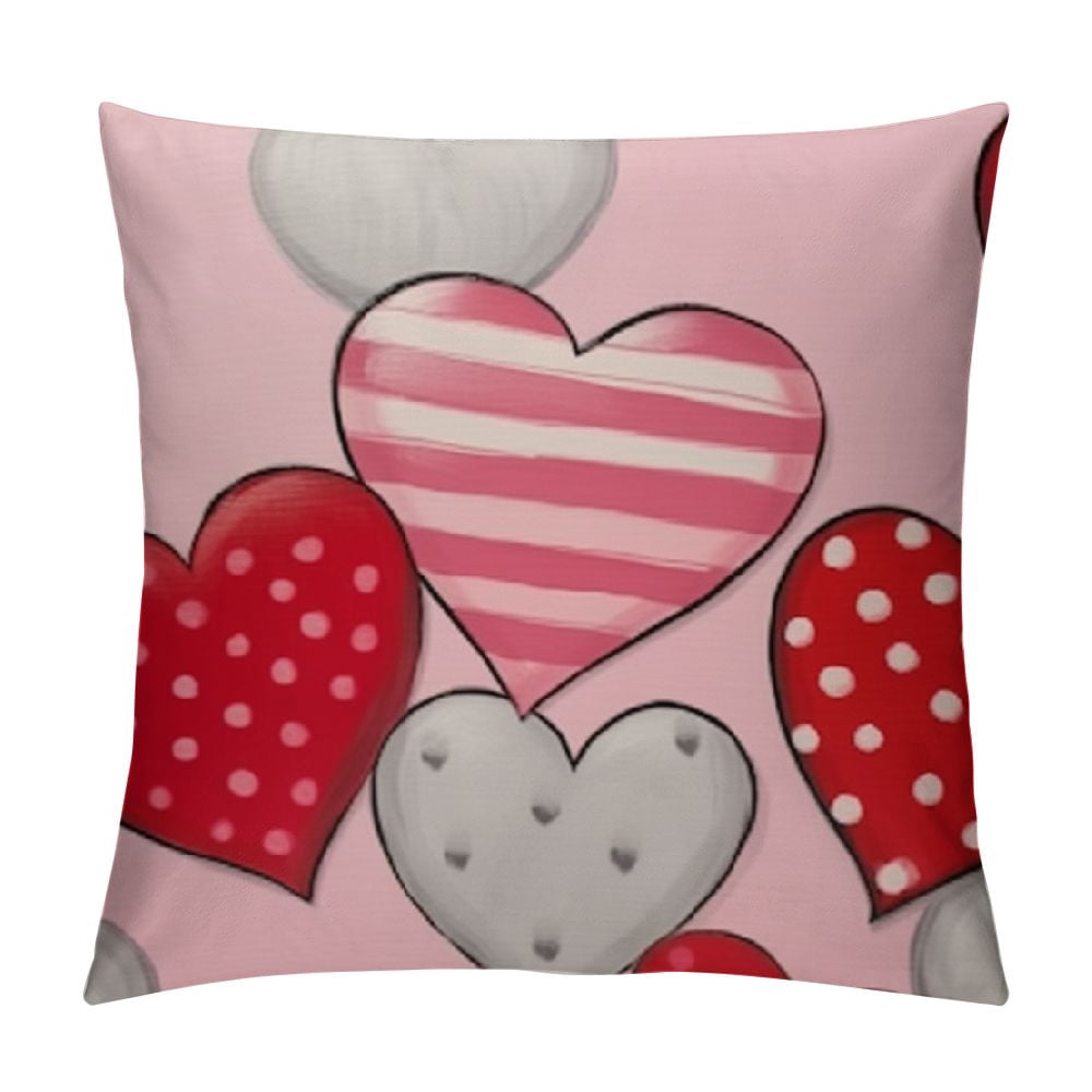 JEUXUS Love Heart Throw Pillow Covers Pink Valentine’s Day Pillow Cases ...