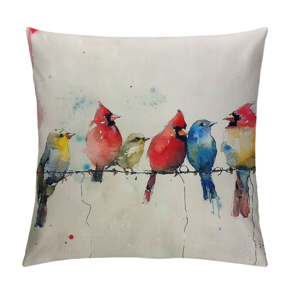 Nawypu Lovely Birds Decorative Pillow Covers Watercolor Birds Rest on ...