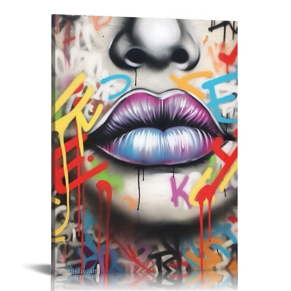 Nawypu Lover Kissing Graffiti Art Print on Canvas Paintings Wall Art ...