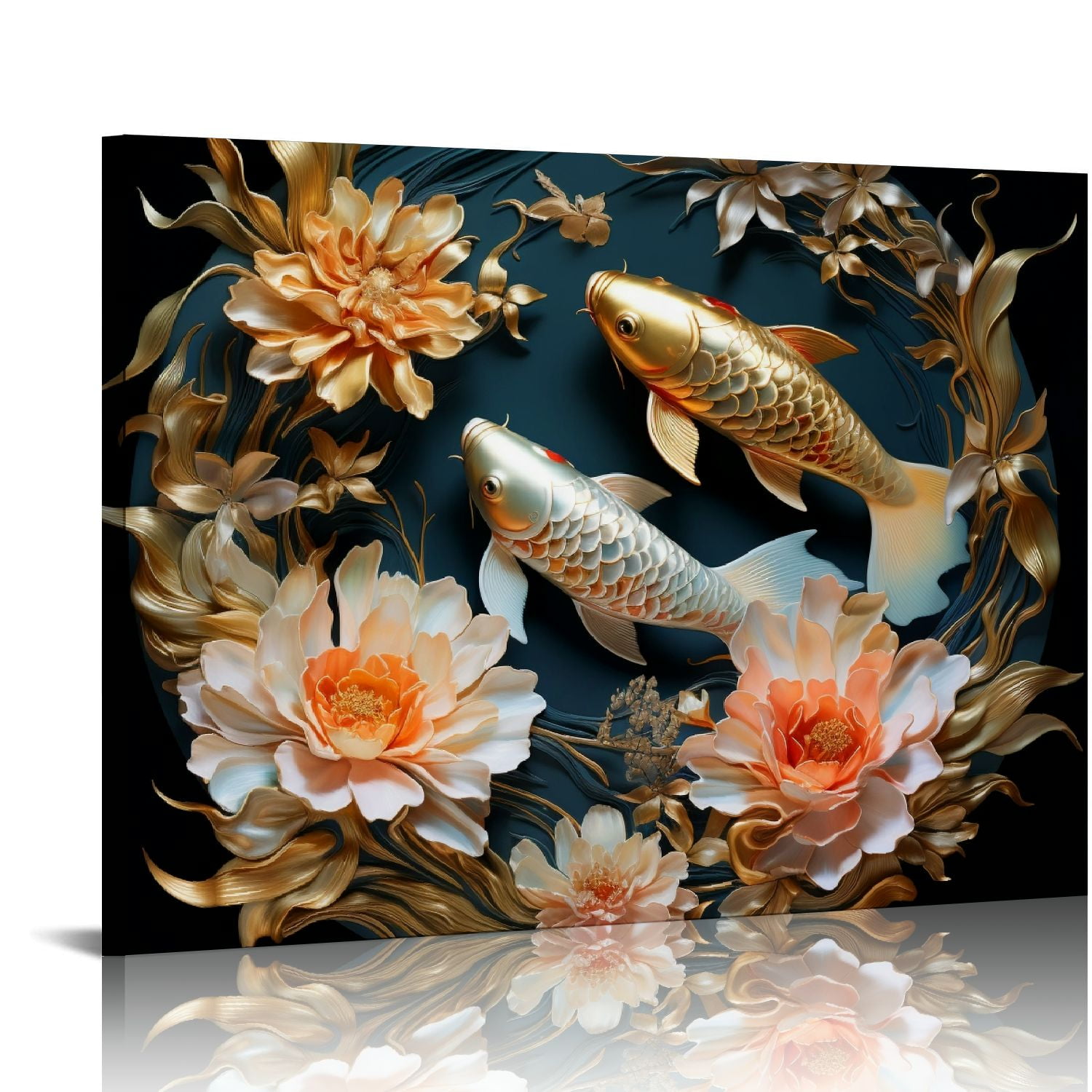 Nawypu Lucky Nine Fish Home Decor Canvas Prints Wall Art for Living ...