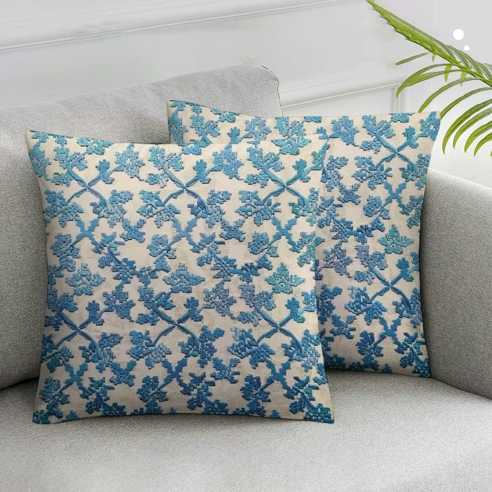 Nawypu Lumbar Decorative Throw Pillow Cover Aquatic Blue Trellis 2pcs ...