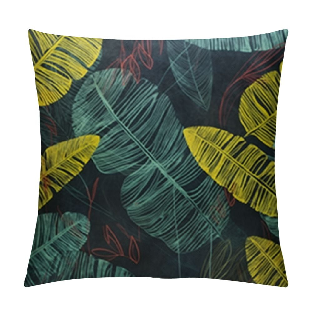 TIAOTIAOHOU Lumbar Pillow Covers Colorful Plants Leaves Printing ...