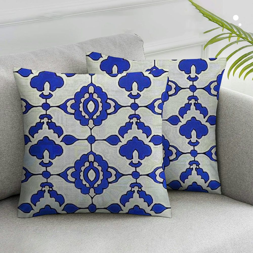 Nawypu Lumbar Throw Pillow Cover Moroccan Porcelain Indigo Asian Blue ...