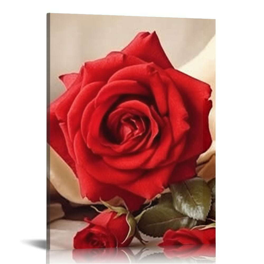 Nawypu Luxury Rose Wall Art Flower Pictures Red Floral Canvas Paintings ...
