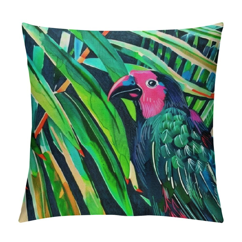 Nawypu MEHOTP Tropical Pillow Covers Jungle Throw Pillow Cover Green ...