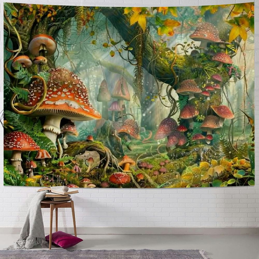 Nawypu Magic Mushroom Forest Tapestry Enchanted Wonderland Fantasy ...
