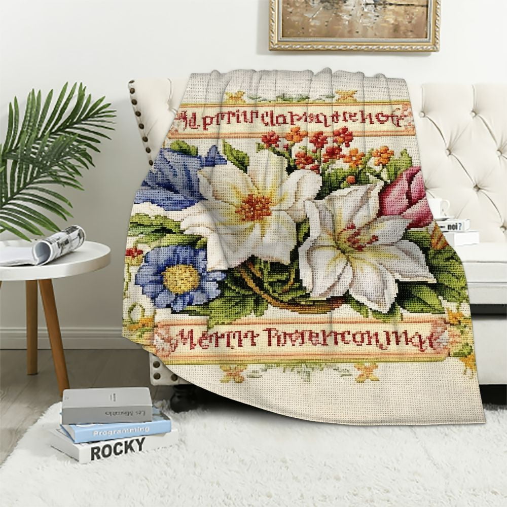 Nawypu Magnolia Magnificence Blanket Garden Floral Gift Throw Woven ...
