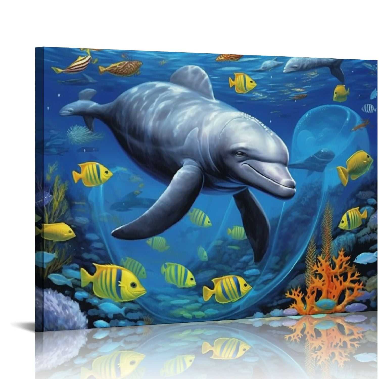 Nawypu Manatees & Fish Swimming Canvas Wall Art, Design by Interlitho 20x16 inch - Walmart.com