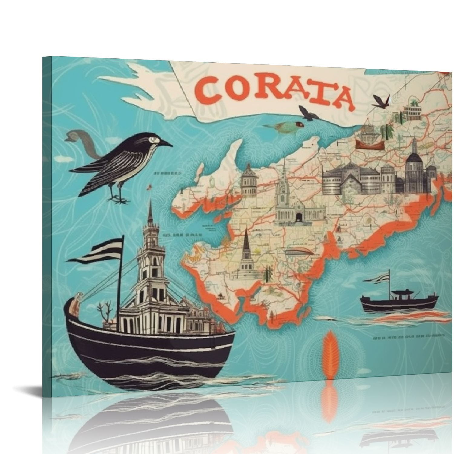 Nawypu Map Canvas Painting Wall Art The Picture For Home Decoration ...