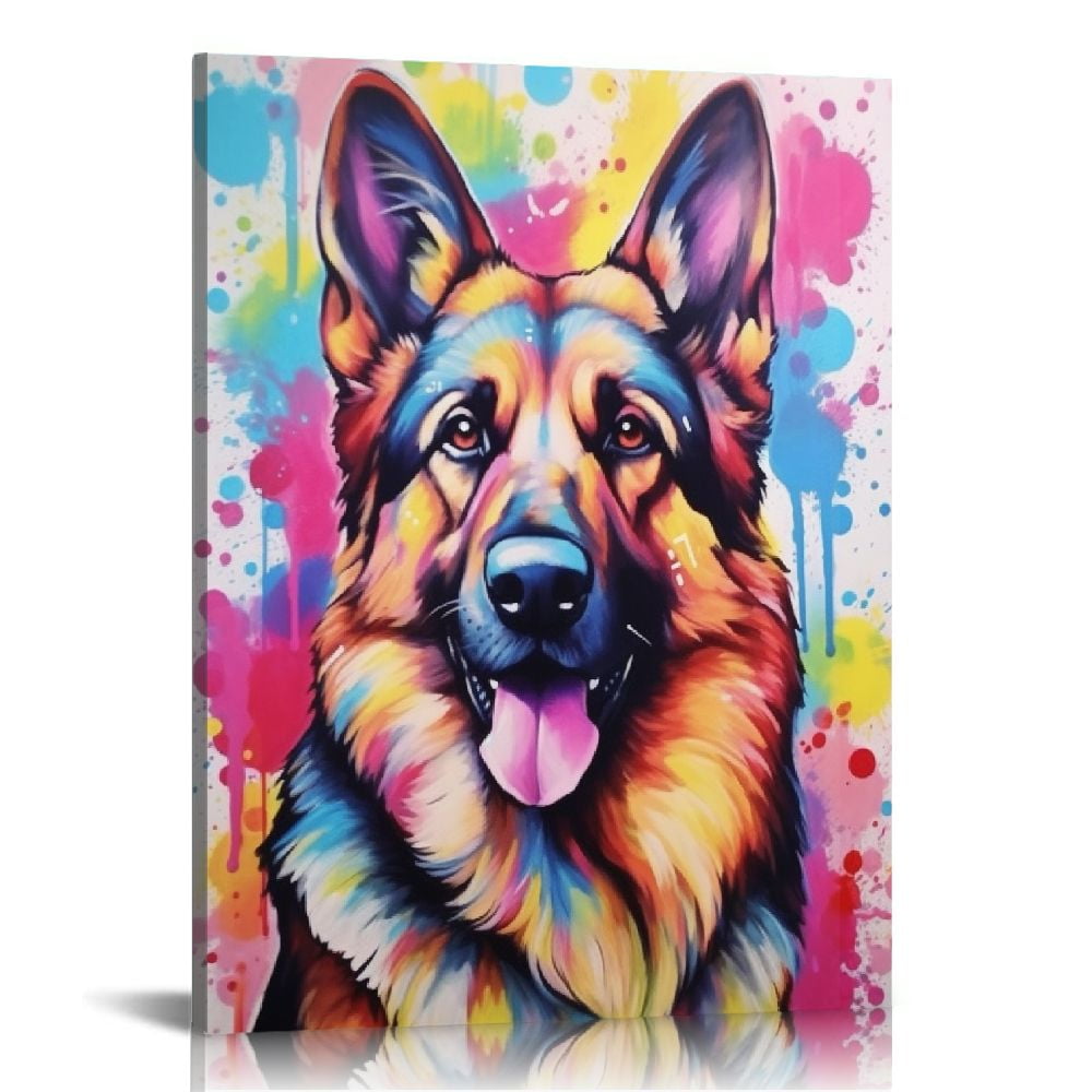 Nawypu Mark Do German Shepherd Canvas Wall Art Famous Monets Watercolor ...