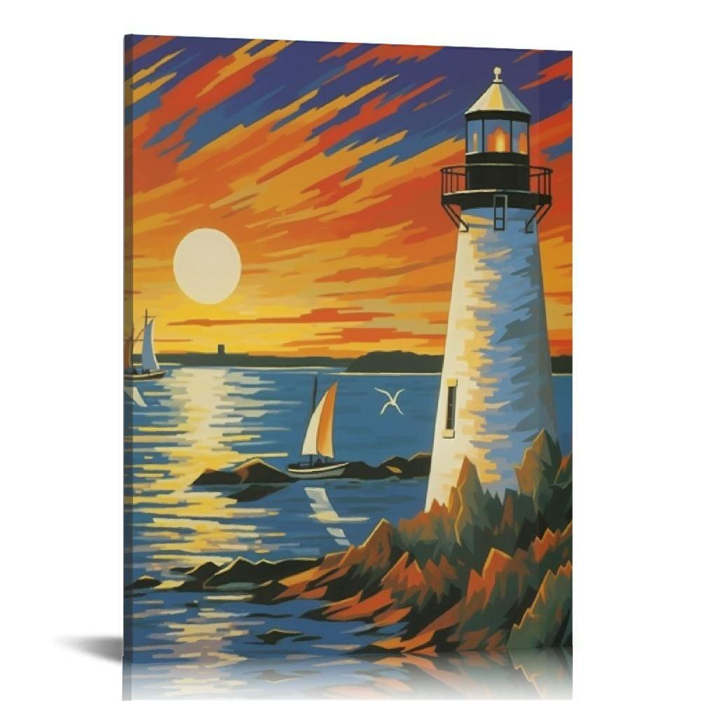 Nawypu Martha’s Vineyard Lighthouse Vintage Travel Poster Decorative ...