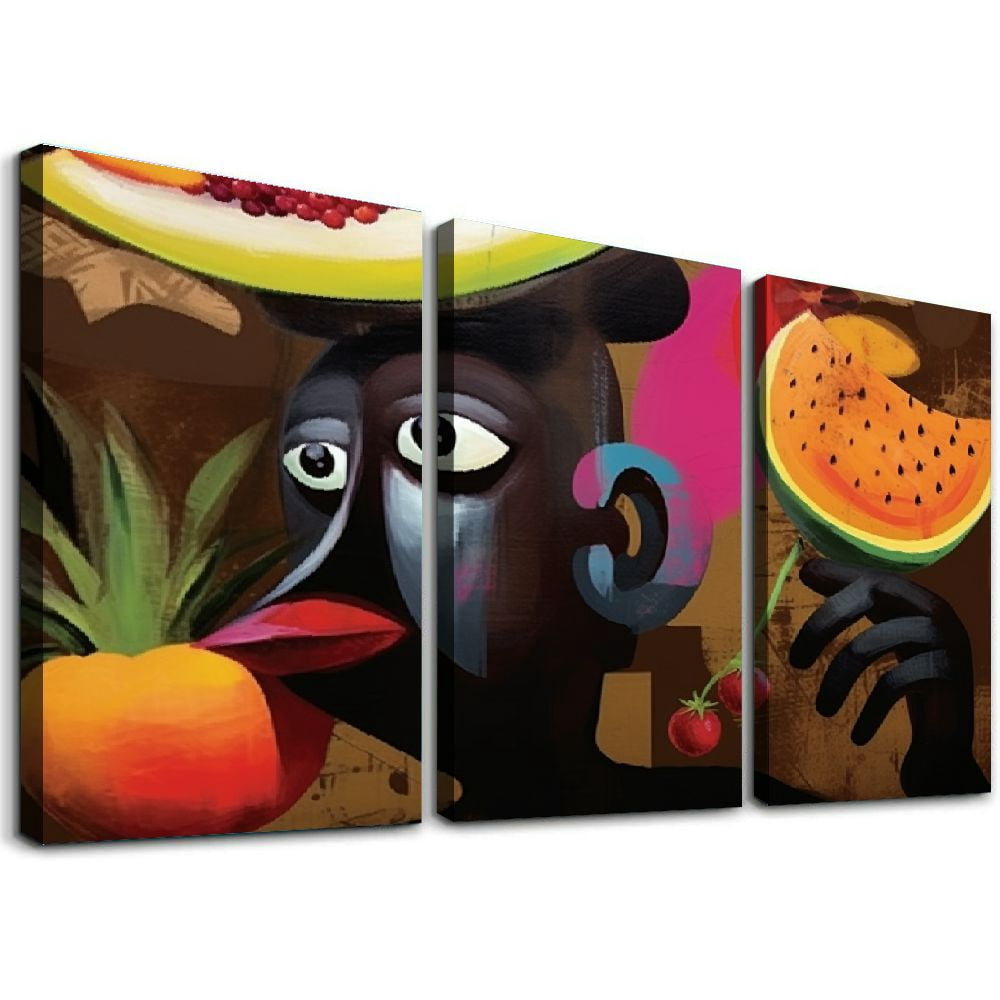 Nawypu Melon Man Canvas Wall Decor by Artist Nikki Chu for Living Room ...