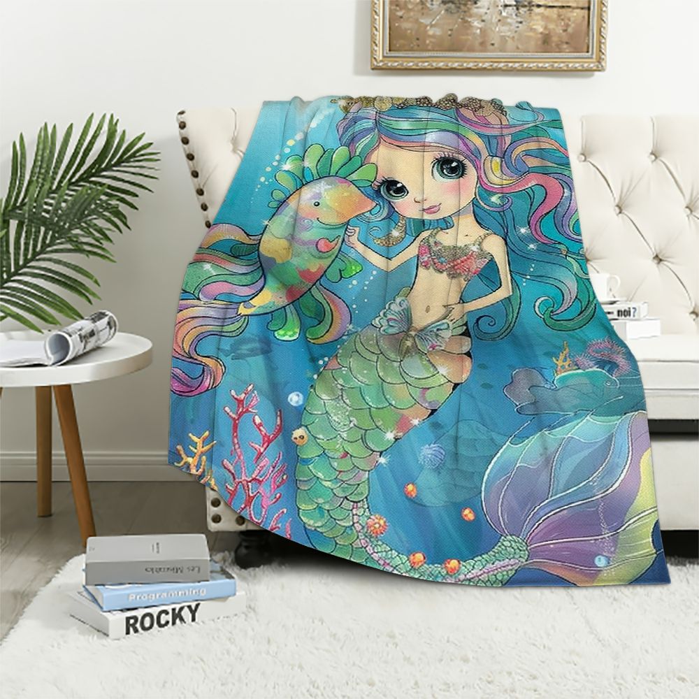 Nawypu Mermaid Blanket, Underwater World Blankets for Toddler Girls ...