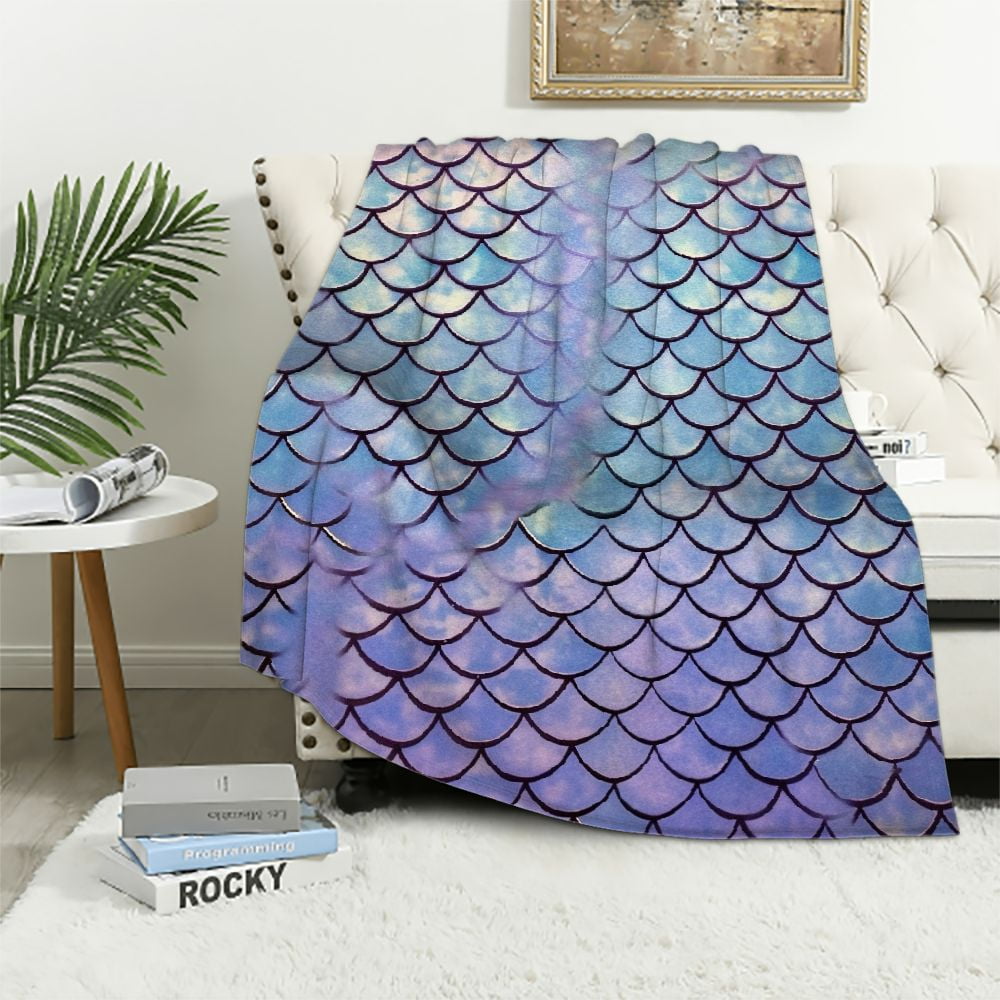 Nawypu Mermaid Fish Scale Blanket, Mermaid Blanket for Girl, Mermaids ...
