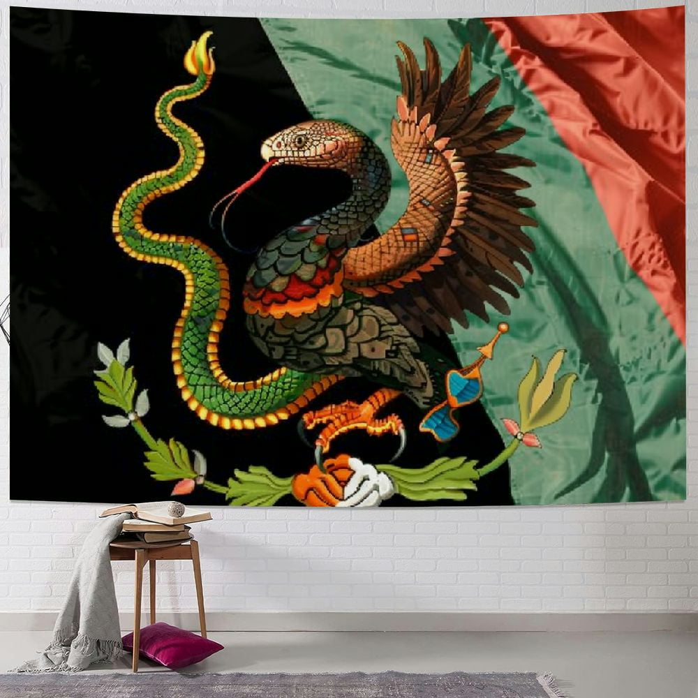 Nawypu Mexican Flag Tapestry Wall Hanging, Cool Mexico Eagle of Arms ...