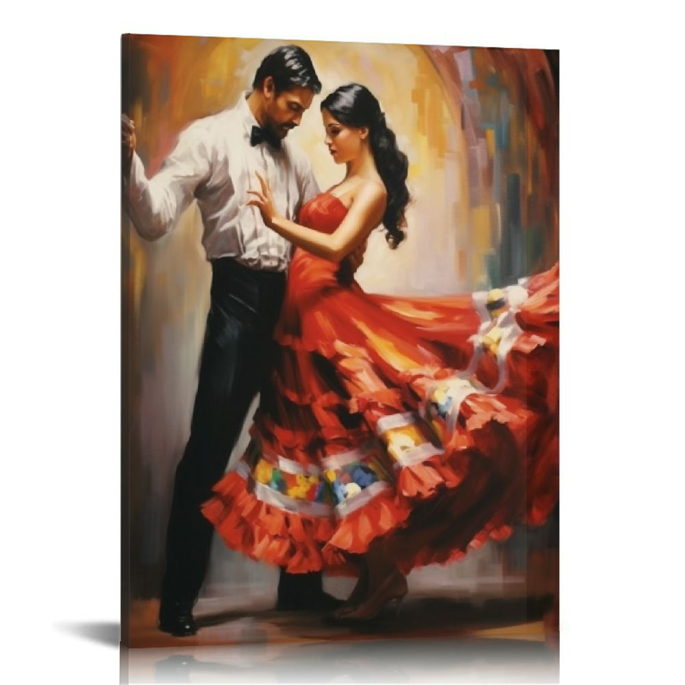 Nawypu Mexican Folklorico Dancers Canvas Wall Art Hispanic Folk Art ...