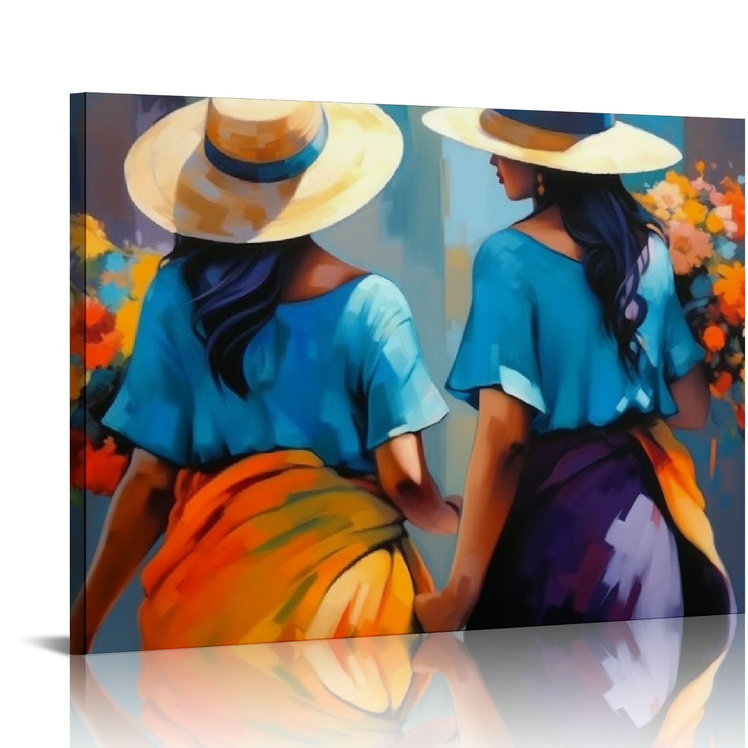 Nawypu Mexican Hispanic Woman Back View Painting Art Poster Canvas ...