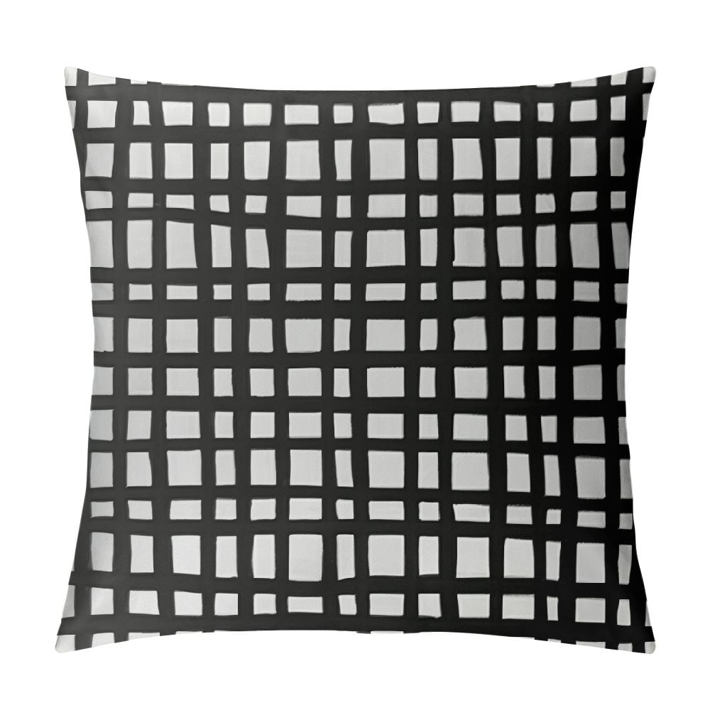 Nawypu Microfiber Throw Pillow Cover Black and White Thick Line ...