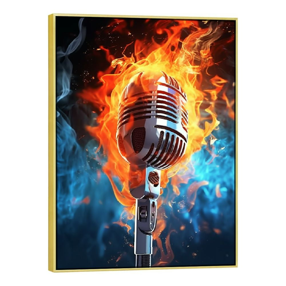 Nawypu Microphone Wall Art Mic Artwork Canvas Print Wall Art Painting ...