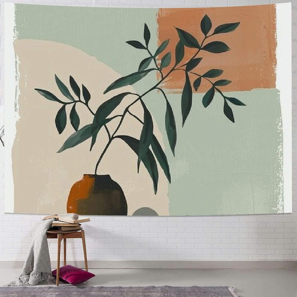 Nawypu Mid Century Abstract Tapestry Wall Hanging Boho Leaf Modern Sun ...