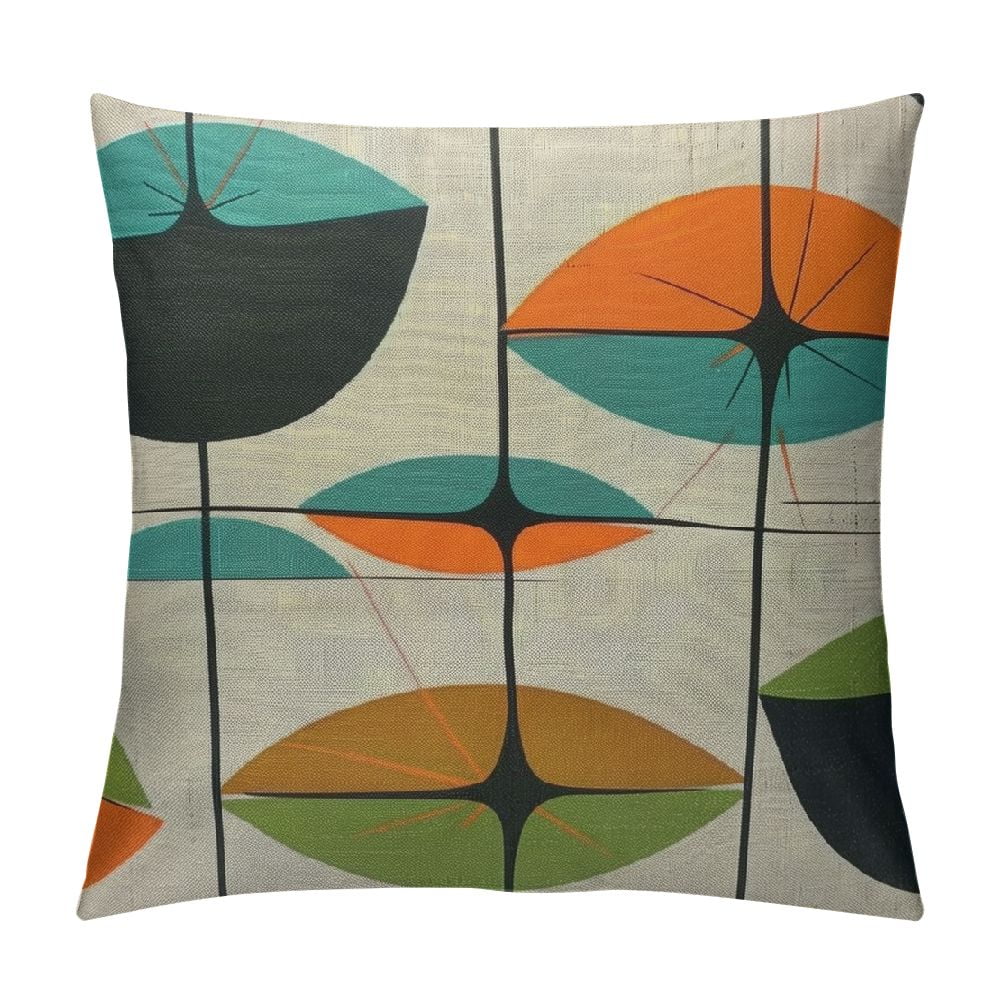 Nawypu Mid Century Atomic Throw Pillow Cover Oval Ellipse Regular ...