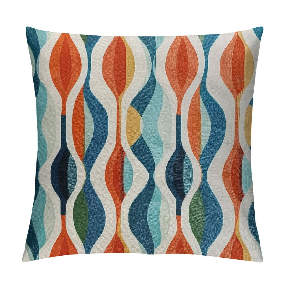 Nawypu Mid-Century Pillow Covers Blue Orange Drop Shapes Square Pillow ...