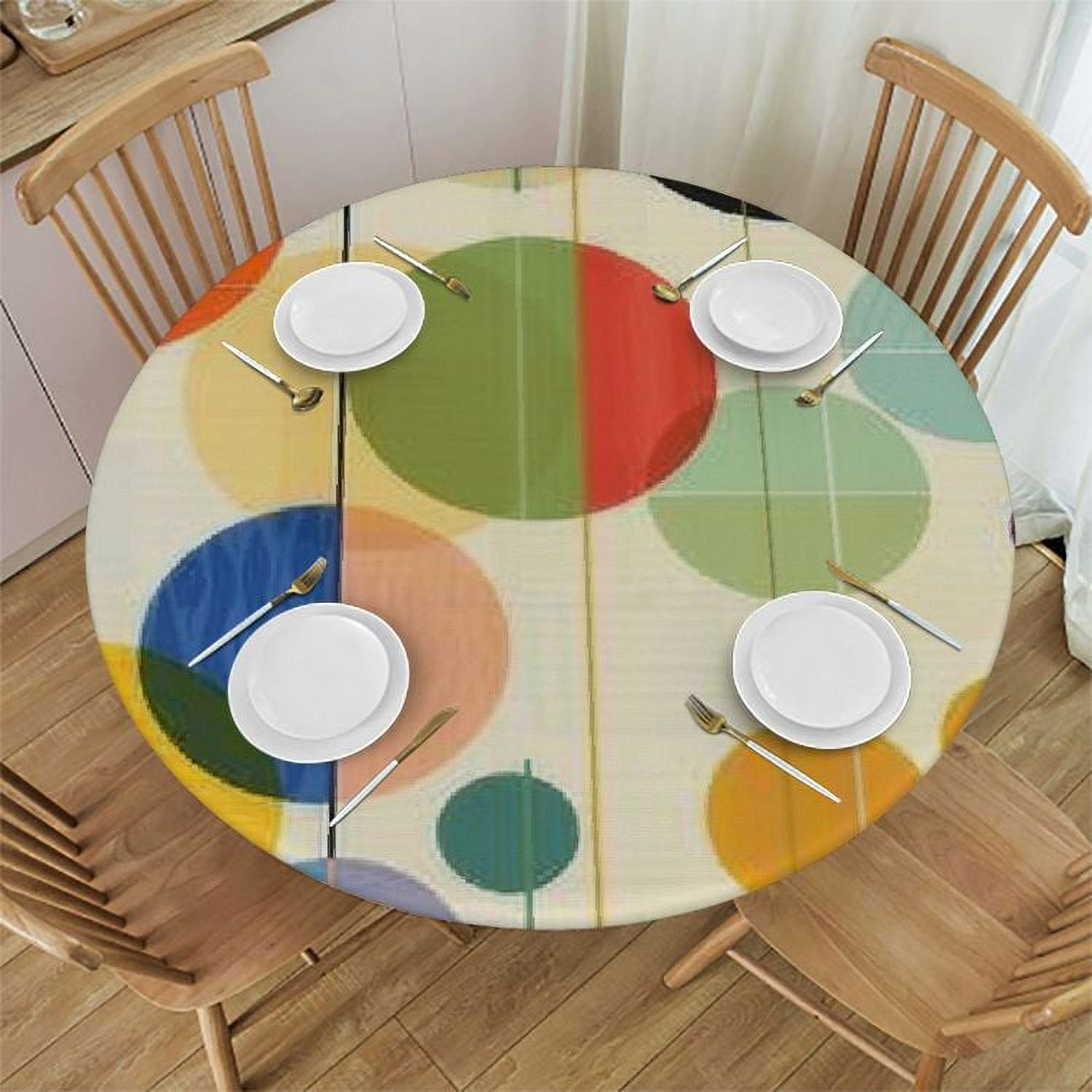 Nawypu Mid Century Tablecloth, Abstract Geometric Retro Colorful Lines ...