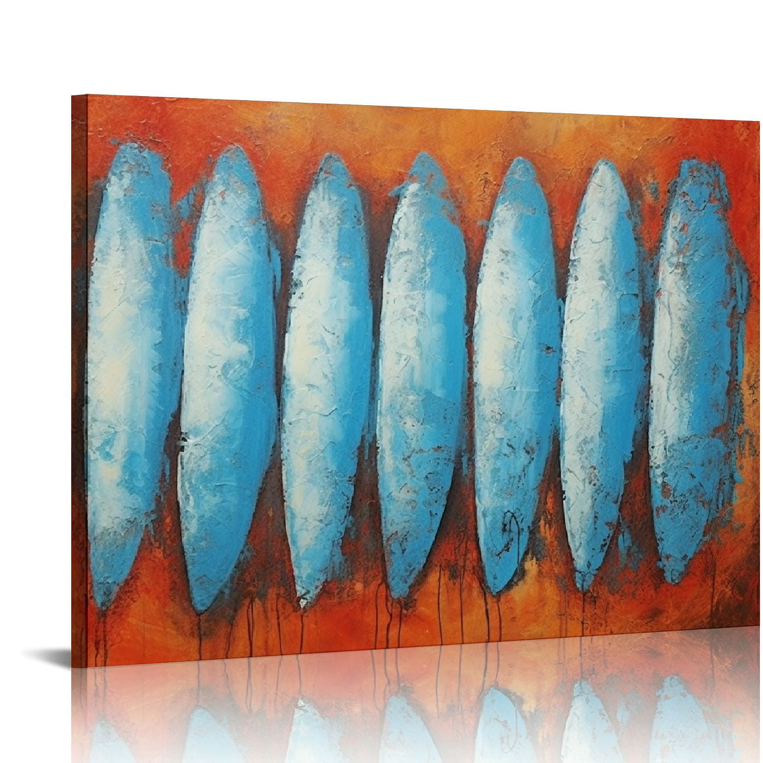 Nawypu Minimalist Blue Graffiti Wall Art, Large Abstract Canvas Wall ...