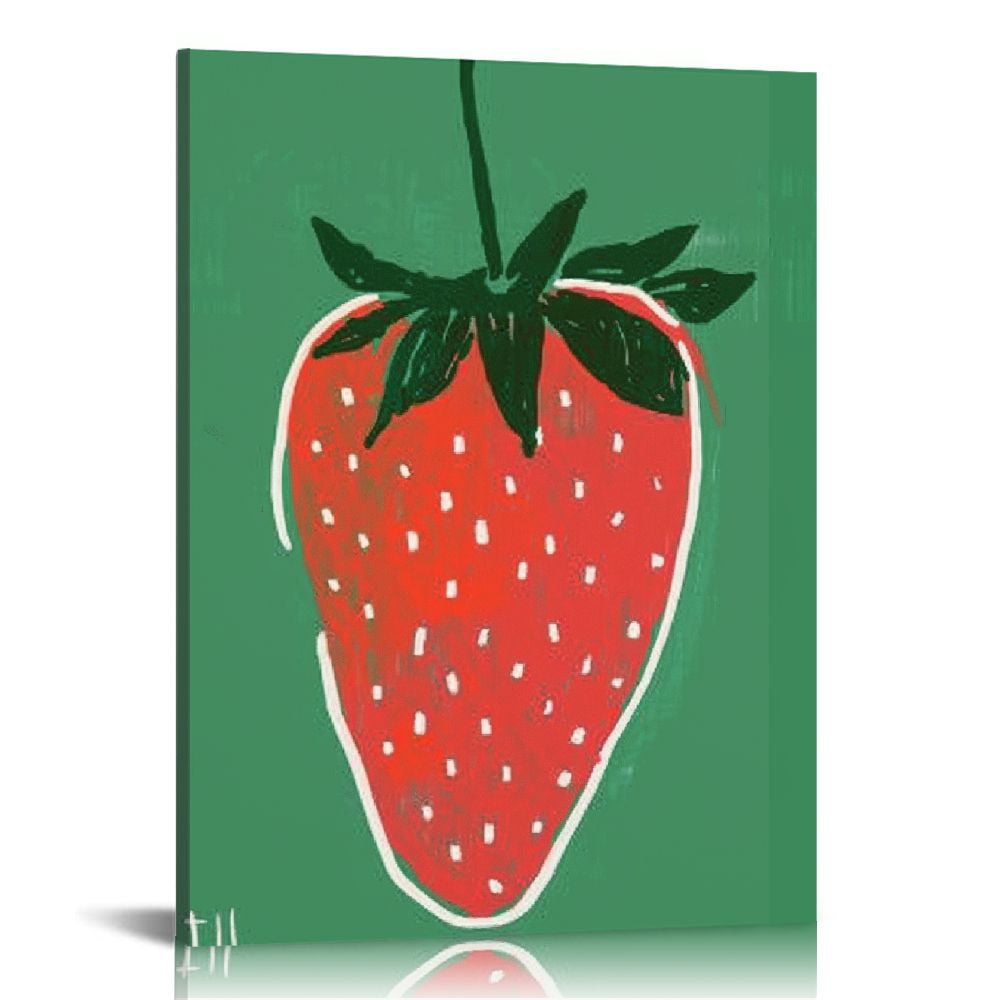 Awypu Minimalist Strawberry Canvas Wall Art for Room Decor | Retro ...
