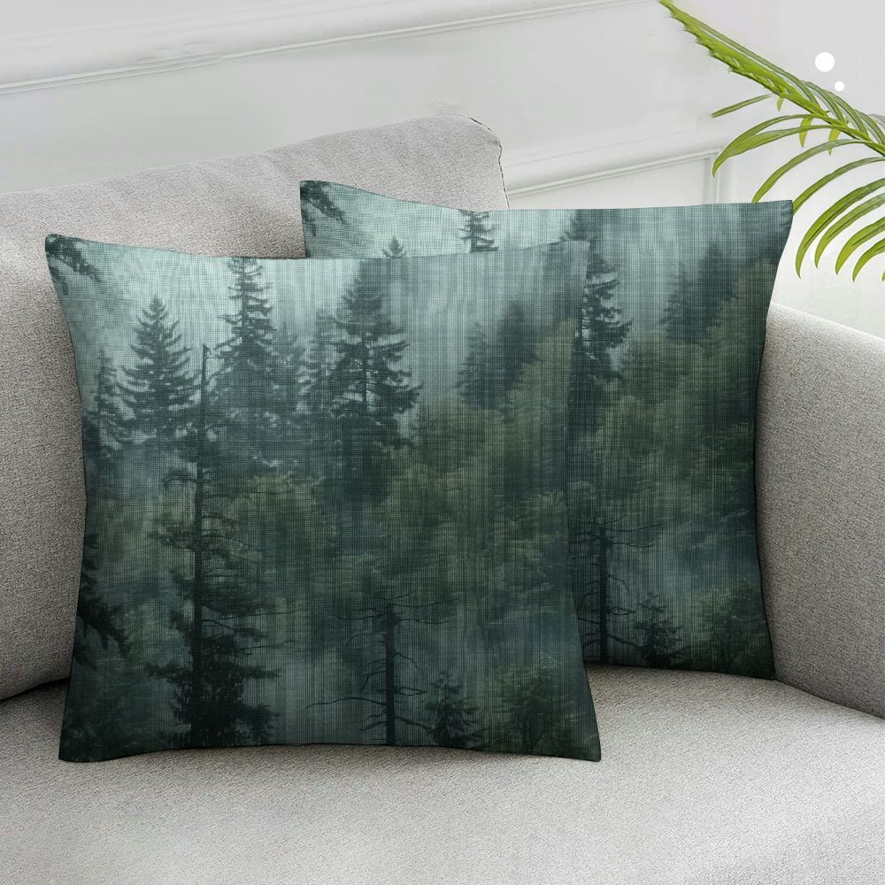 Nawypu Misty Forest Throw Pillow Cover Case Misty Valley and Dark ...