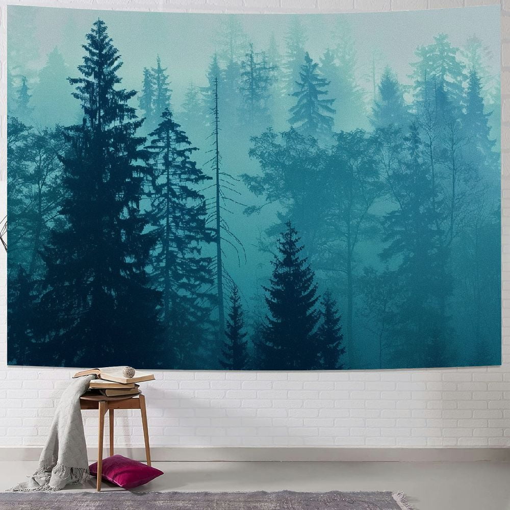 Nawypu Misty Forest Wall Decor Tapestry for Bedroom Aesthetic, Grey ...