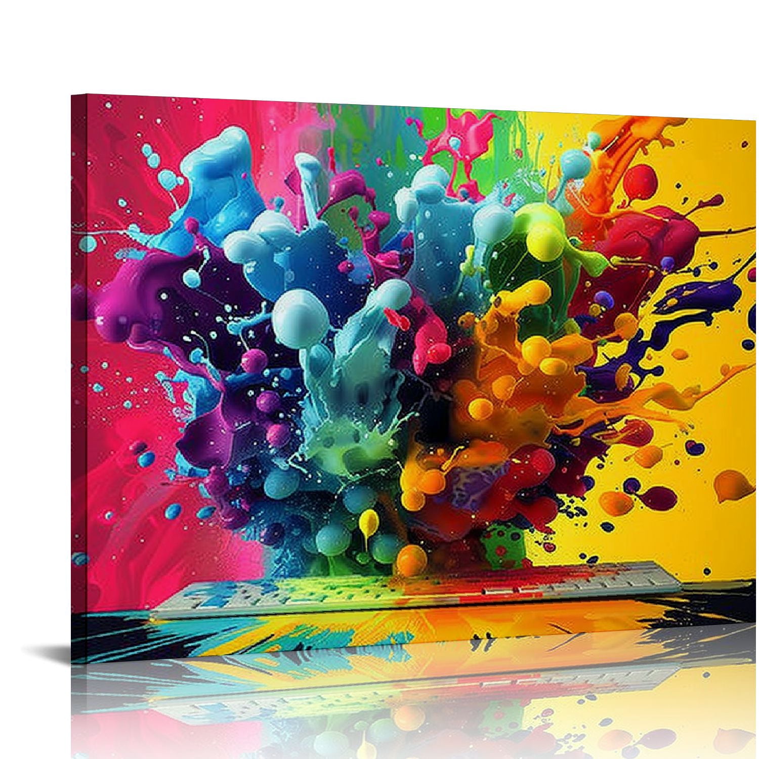 Nawypu Modern Abstract Canvas Prints Wall Art. Splash of Colored Paints ...