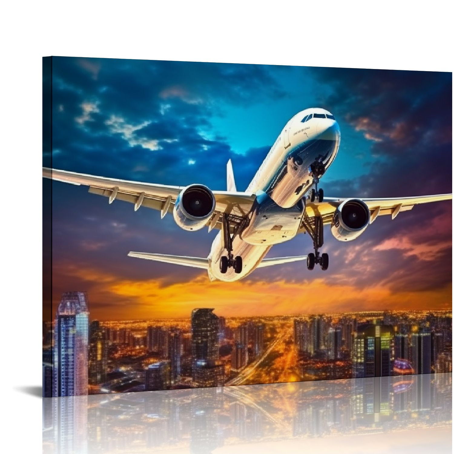 Nawypu Modern Airplane Wall Art Picture Airplane Flying in The Colorful ...