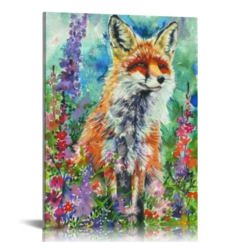 Nawypu Modern Animal Canvas Poster Wall Art Decor, Framed Fox Poster ...