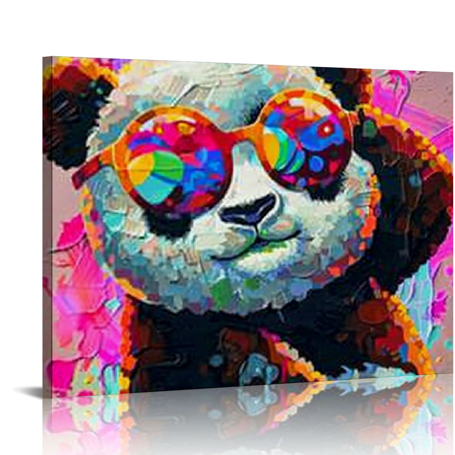 Nawypu Modern Animal Canvas Print Wall Art Contemporary Panda Happy ...
