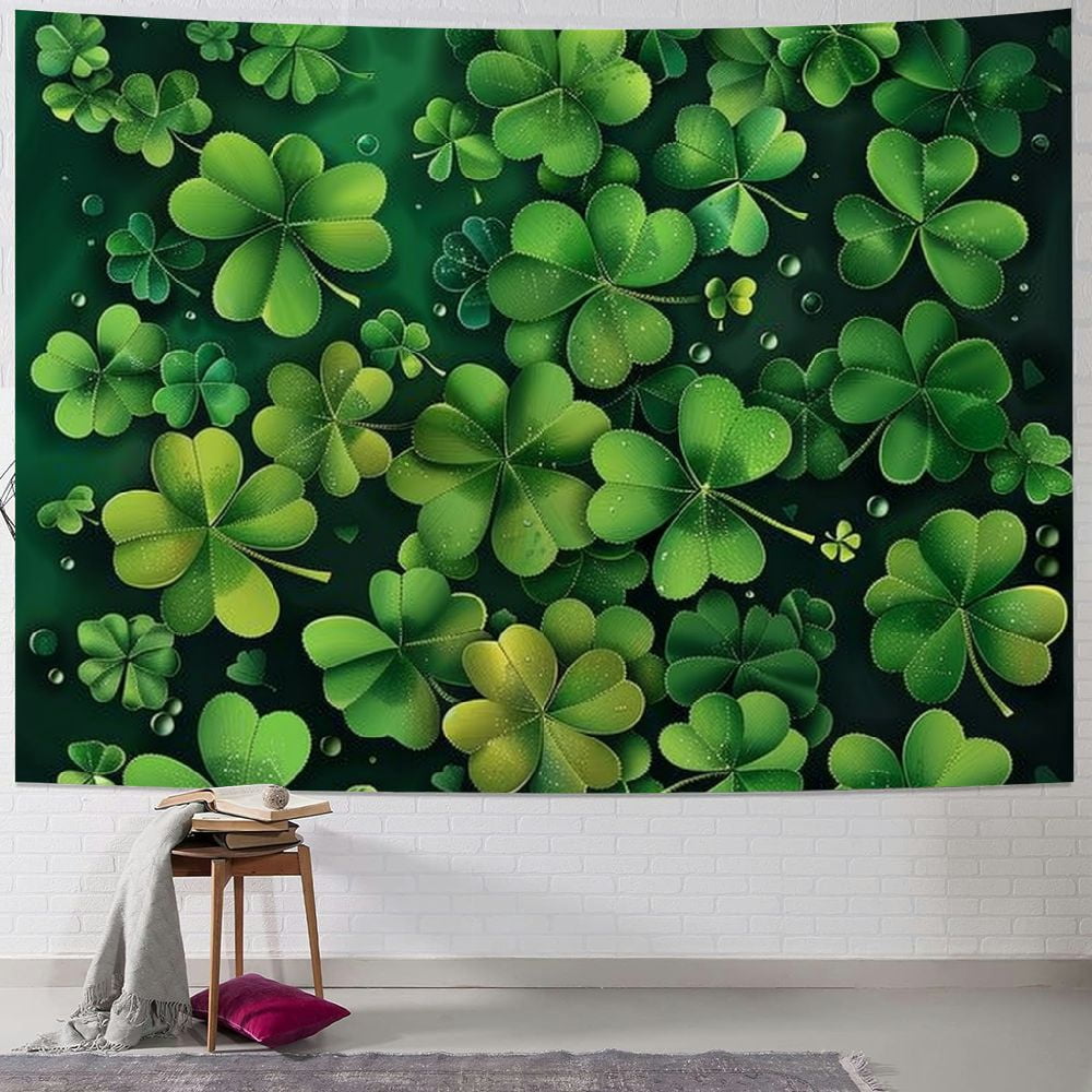 Nawypu Modern Art Aesthetics Saint Patrick's Day Lucky Grass Tapestry ...