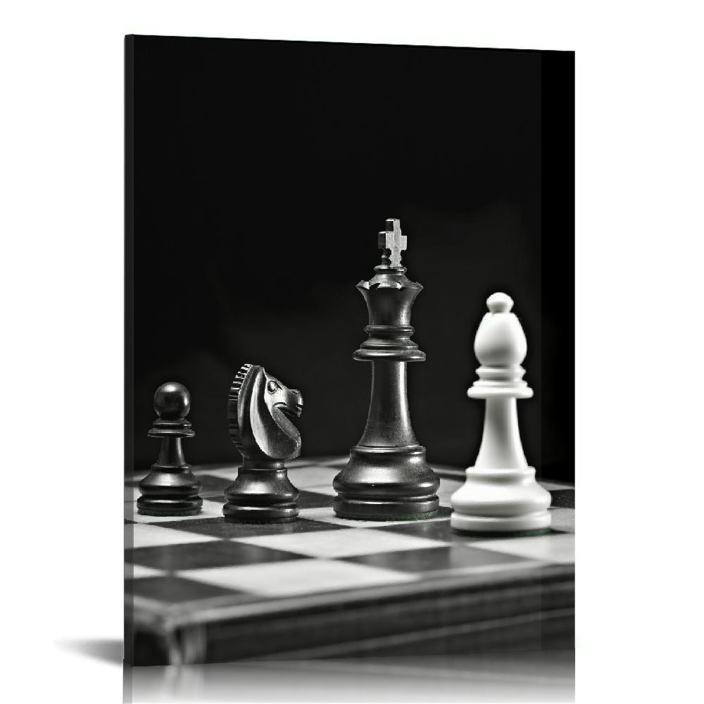 Nawypu Modern Black and White Chess Board Canvas Wall Art Poster Prints ...