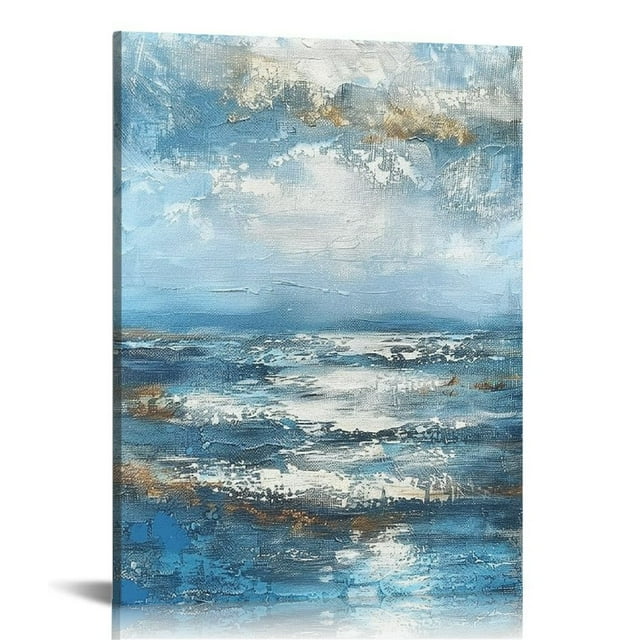 Nawypu Modern Classical Blue Abstract Ocean Canvas Wall Art Painting ...