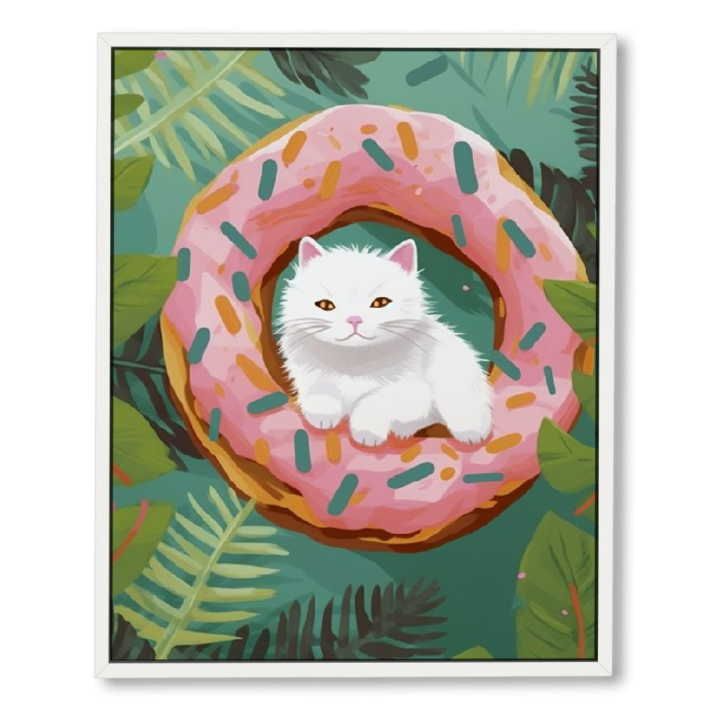 Nawypu Modern Kitchen Print Canvas Botanical Donuts Cat Wall Art Poster ...