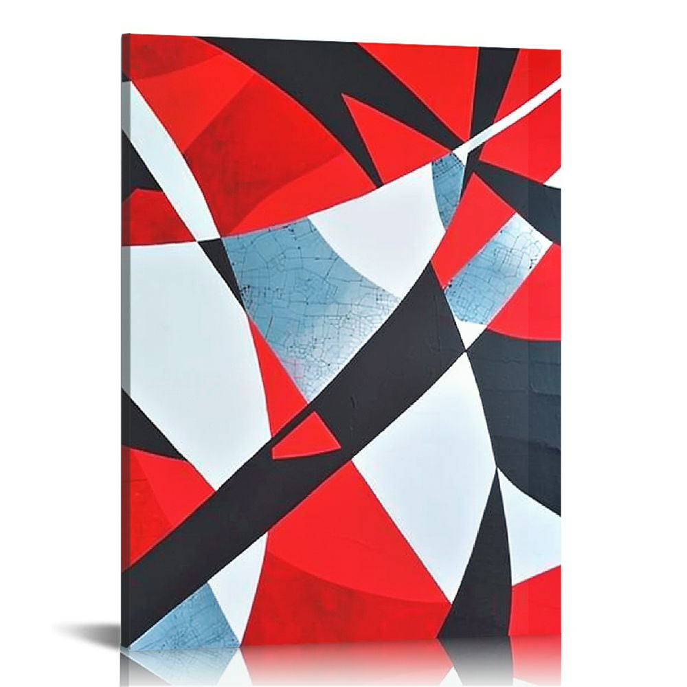 Nawypu Modern Multi Colors Abstract Wall Art Red Silver and Black ...