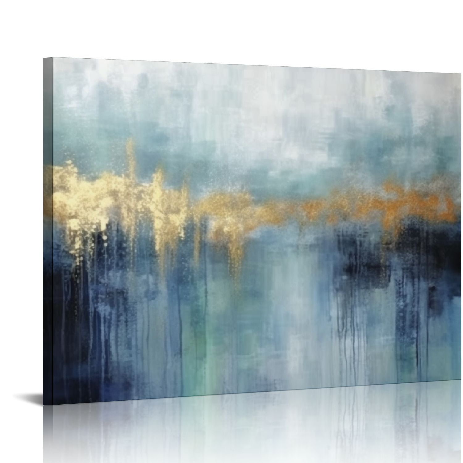 Nawypu Modern Picture Abstract Canvas Artwork:Blue & White Wall Art on ...
