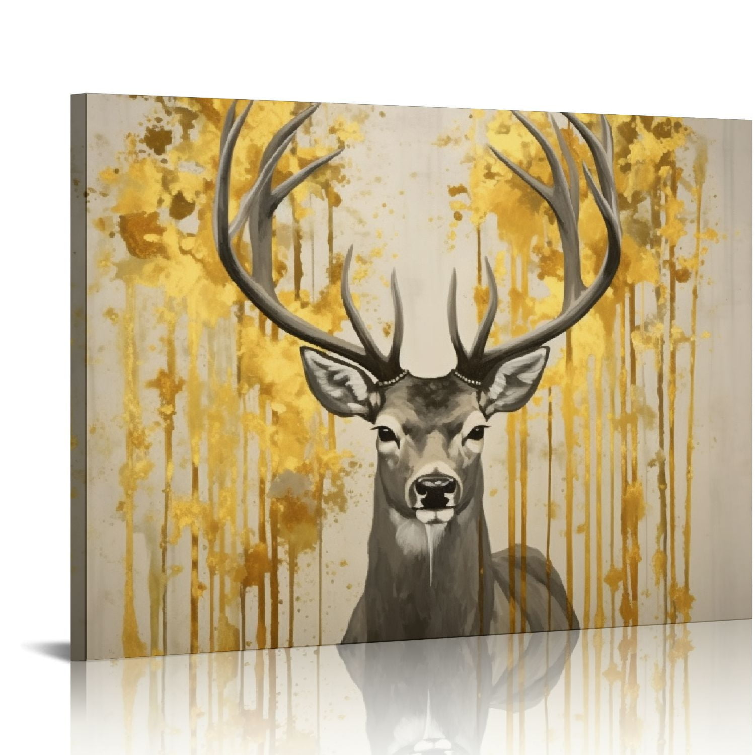 Nawypu Modern Rustic Wildlife Elk Deer with Big Horn Wall Pictures ...