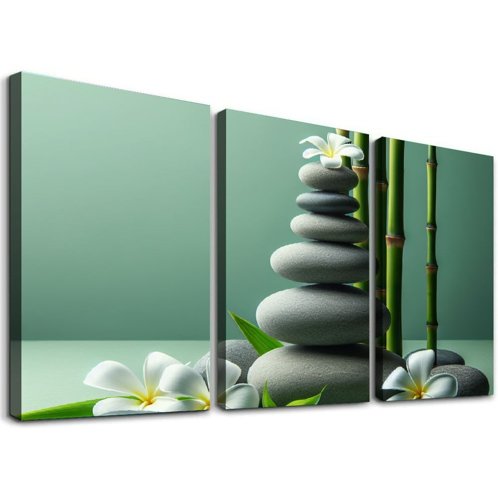 Nawypu Modern Set of 3 Stretched Contemporary Zen Canvas Prints Perfect ...