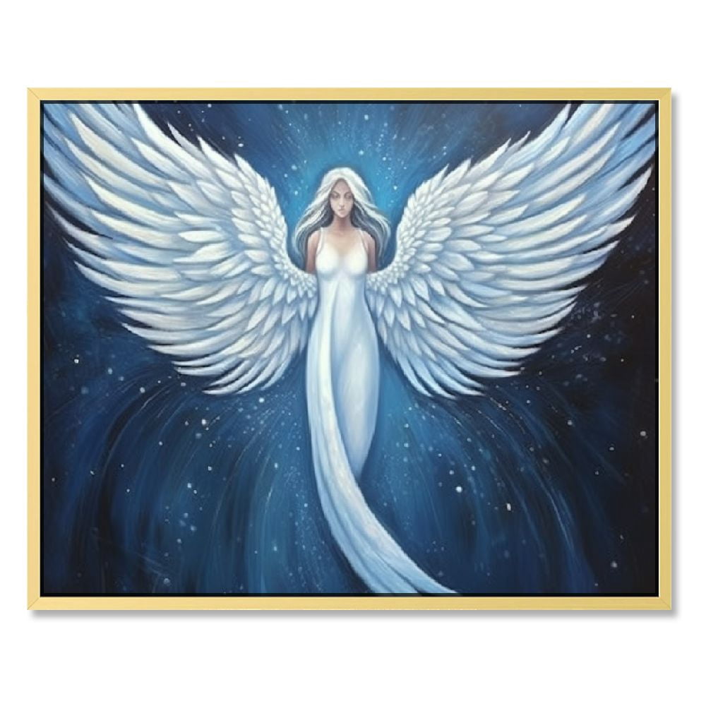 Nawypu Modern White Angel Wings Starry Blue Art Canvas Painting ...